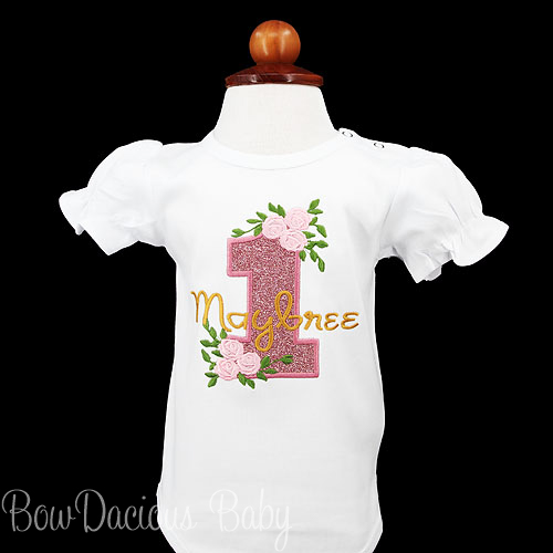 Rose Gold Birthday Shirt, Floral Birthday Shirt, Mini Roses, Flower ...